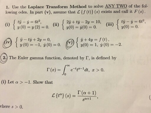 Solved Use the Laplace Transform Method to solve ANY TWO of | Chegg.com