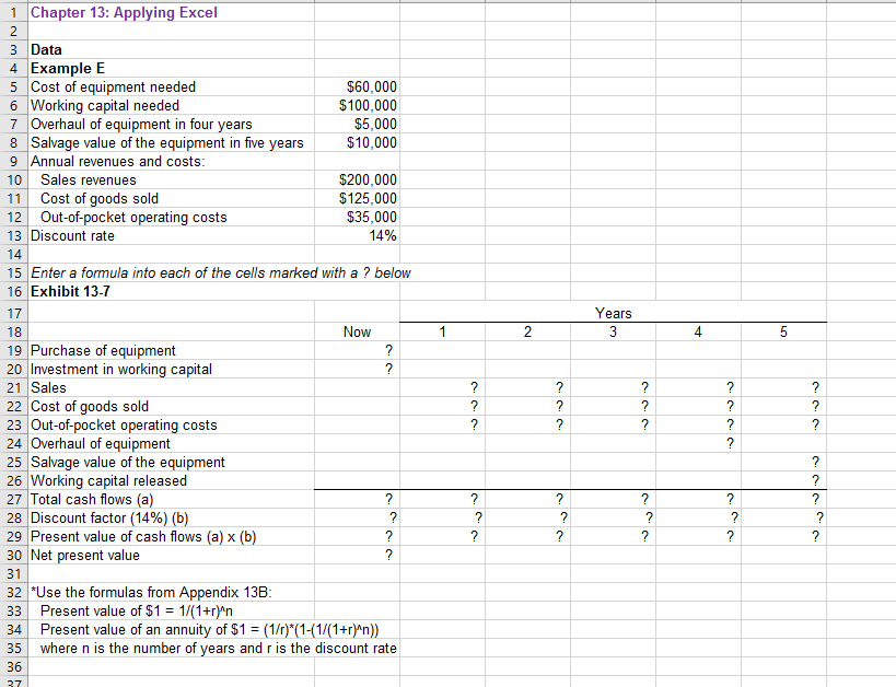 1 Chapter 13: Applying Excel 3 Data 4 Example E 5 | Chegg.com