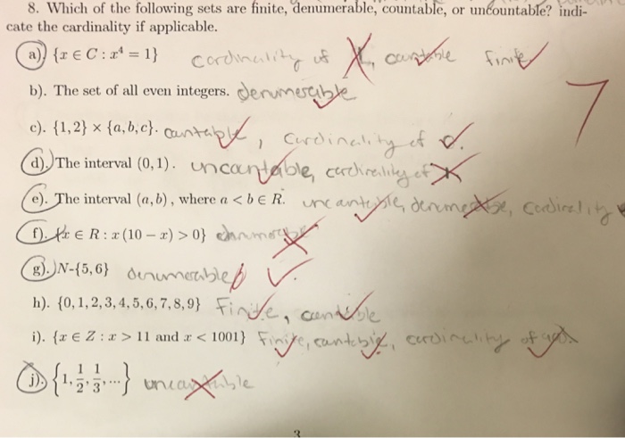Solved Which of the following sets are finite, denumerable, | Chegg.com