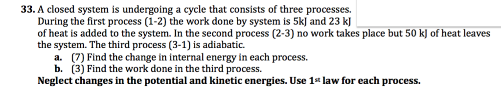 Solved A closed system is undergoing a cycle that consists | Chegg.com