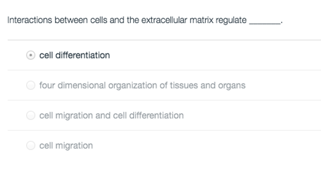 Solved Interactions between cells and the extracellular | Chegg.com