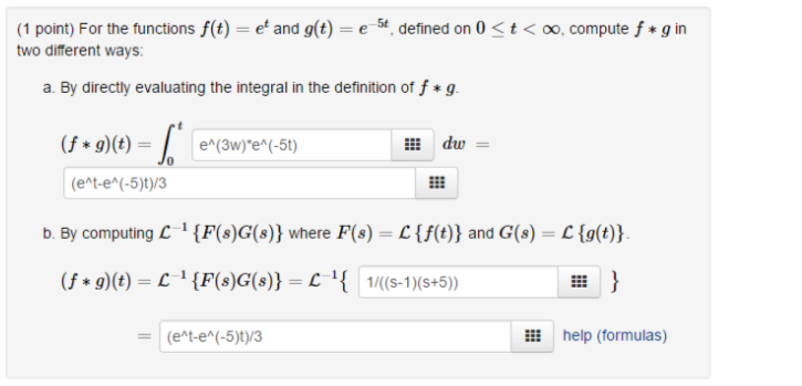 Solved For the functions f(t) = e^t and g(t) = e^-5t, | Chegg.com