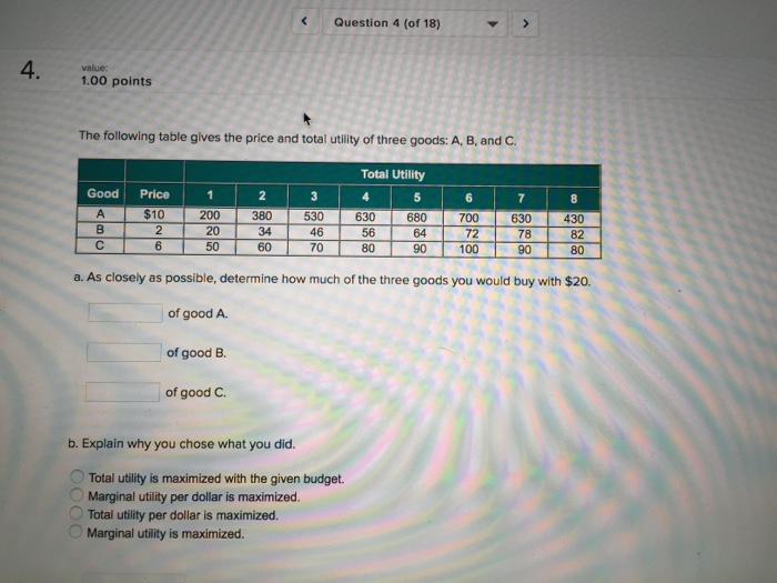 Solved The following table gives the price and total utility | Chegg.com