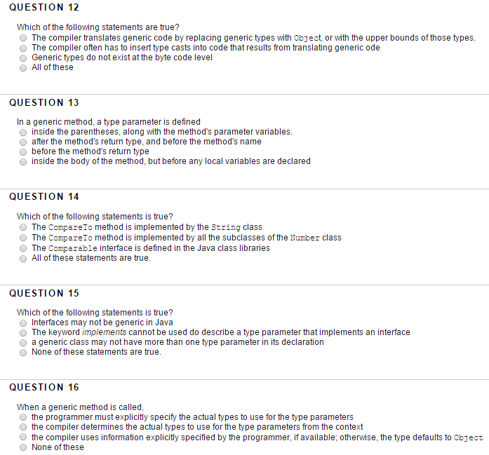 Solved QUESTION 1 A generic class may create instances of | Chegg.com