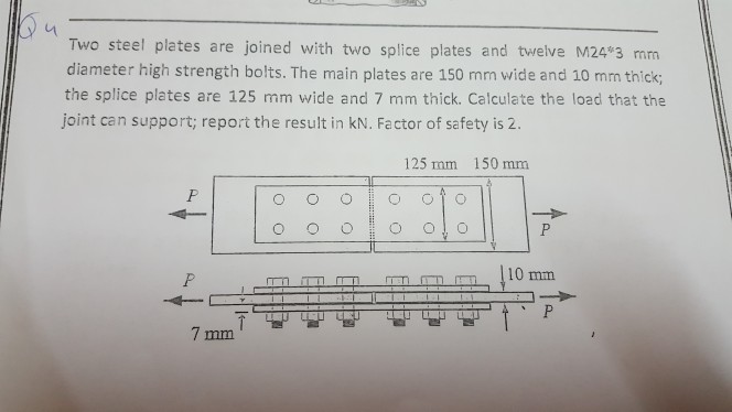 Solved Two steel plates are joined with two splice plates | Chegg.com