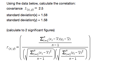 Solved Using the data below, calculate the correlation: | Chegg.com