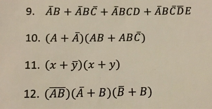 Solved Simplify Boolean Algebra Equations Ab Abc Abcd