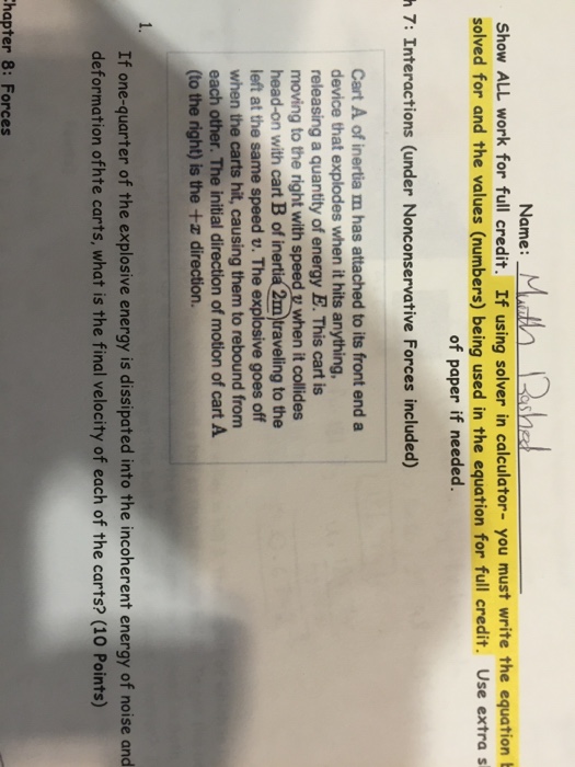 Solved If using solver in calculator- you must write the | Chegg.com