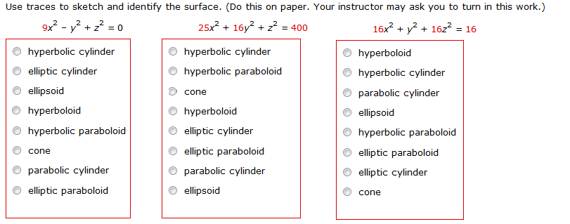 Solved Use traces to sketch and identify the surface. (Do | Chegg.com
