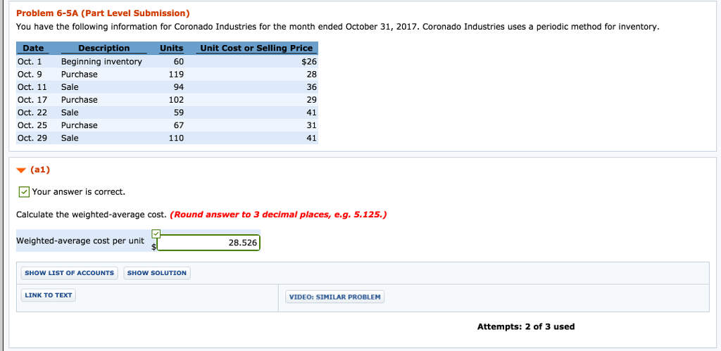 Solved Problem 6-5A (Part Level Submission) You have the | Chegg.com