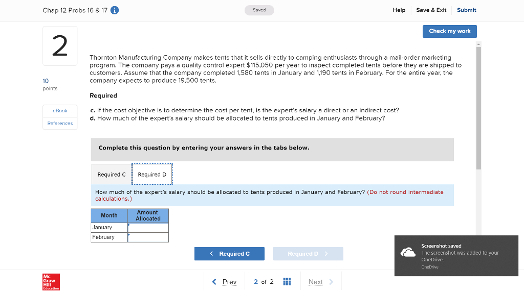 Solved Chap 12 Probs 16 & 17。 Help Save & Exit Submit Saved | Chegg.com
