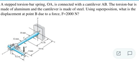 Solved A stepped torsion-bar spring, OA, is connected with a | Chegg.com