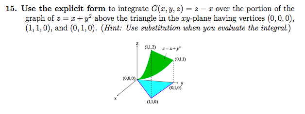 Solved Use the explicit form to integrate G(x, y, z) = z - x | Chegg.com
