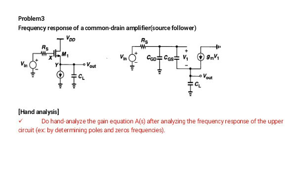 Solved Problem3 Frequency response of a common-drain | Chegg.com
