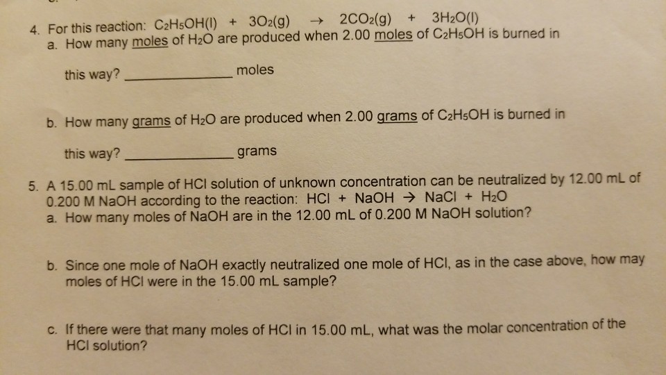 Solved 2CO2(g) 3H20(1) + 302(g) For this reaction: C2HsOH(i) | Chegg.com