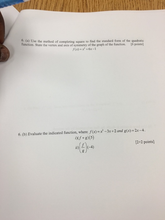 Solved Use the method of completing square to find the | Chegg.com