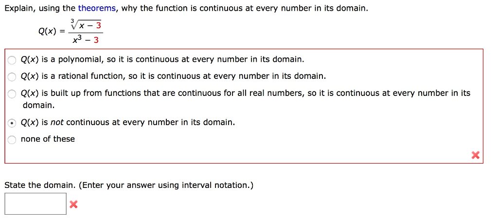 Solved Explain using the theorems why the function is | Chegg.com