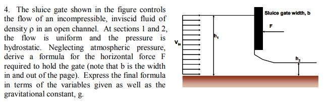 Solved 4. The sluice gate shown in the figure controls the | Chegg.com