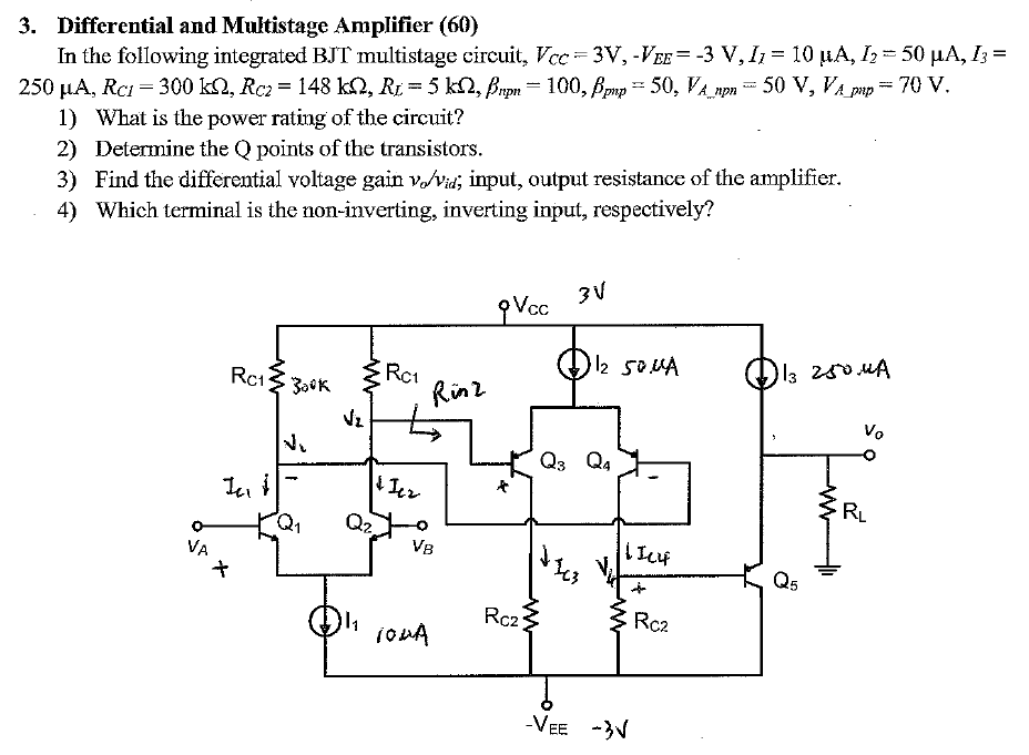 Solved 3. Differential and Multistage Amplifier (60) In the | Chegg.com