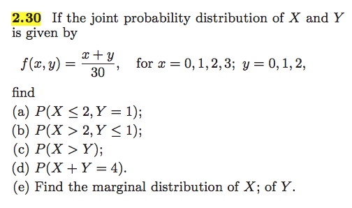 Solved If the joint probability distribution of X and Y is | Chegg.com
