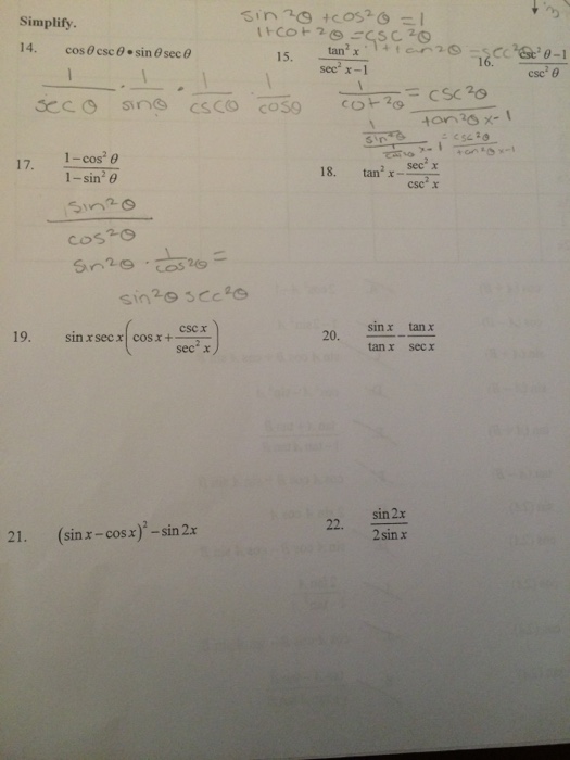 Solved Simplify. 14. cos theta csc theta.sin theta sec theta | Chegg.com Solved Simplify. 14. cos theta csc theta.sin theta sec theta | Chegg.com