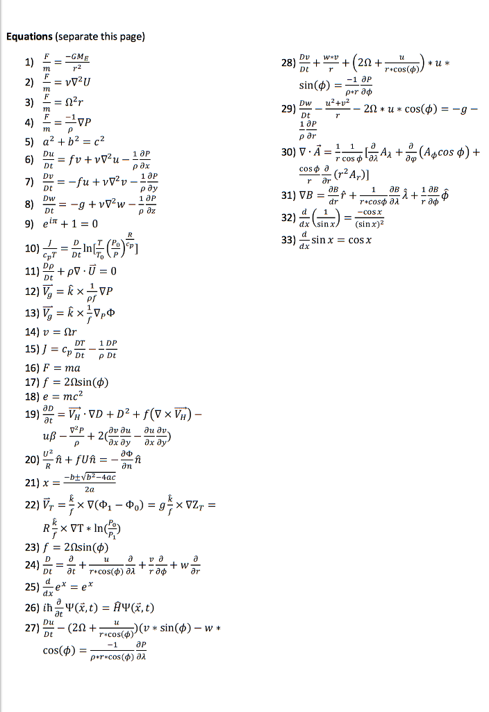 Solved I'm in an atmospheric science class and for the | Chegg.com