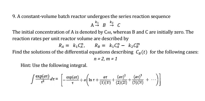 Solved 9. A constant volume tor undergoes the series | Chegg.com