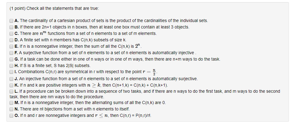 Solved (1 point) Check all the statements that are true A. | Chegg.com