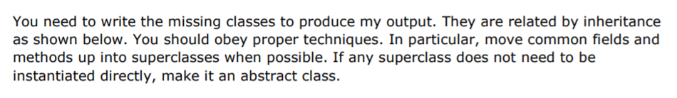 Solved I have written a multi-class Java program to hold | Chegg.com