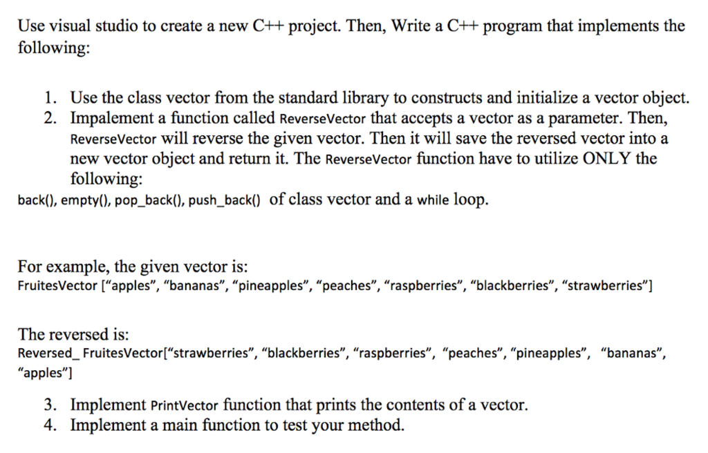 Solved Use ONLY back(), empty(), pop_back(), push_back() of | Chegg.com