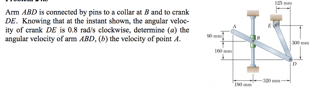 Solved 125 mm Arm ABD is connected by pins to a collar at B | Chegg.com