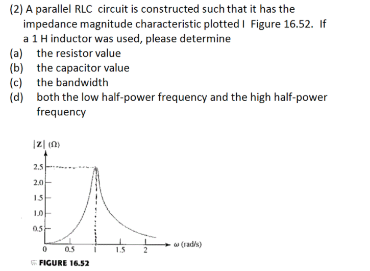 Solved A parallel RLC circuit is constructed such that it | Chegg.com