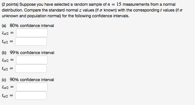 Solved (2 points) Suppose you have selected a random sample | Chegg.com