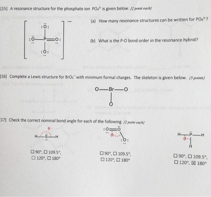 Solved A resonance structure for the phosphate ion PO_4^3- | Chegg.com