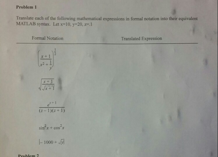 Solved Problem 1 Translate each of the following | Chegg.com
