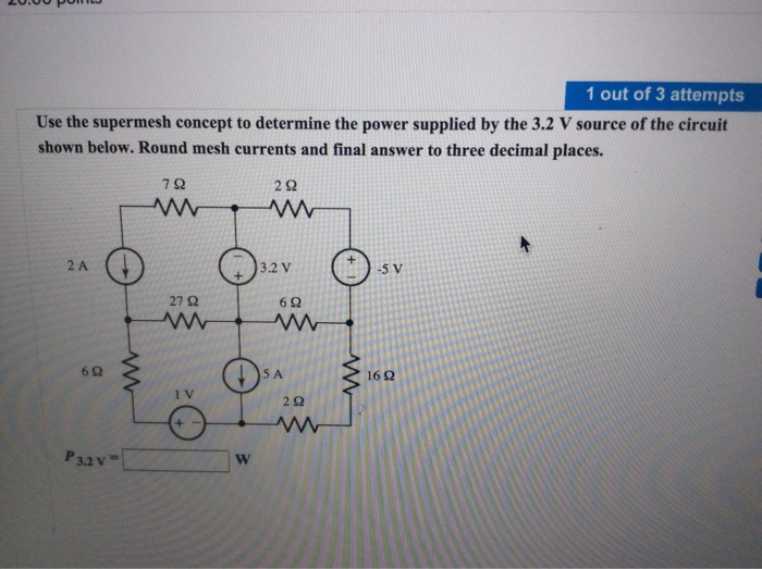 Solved Use the supermesh concept to determine the power | Chegg.com