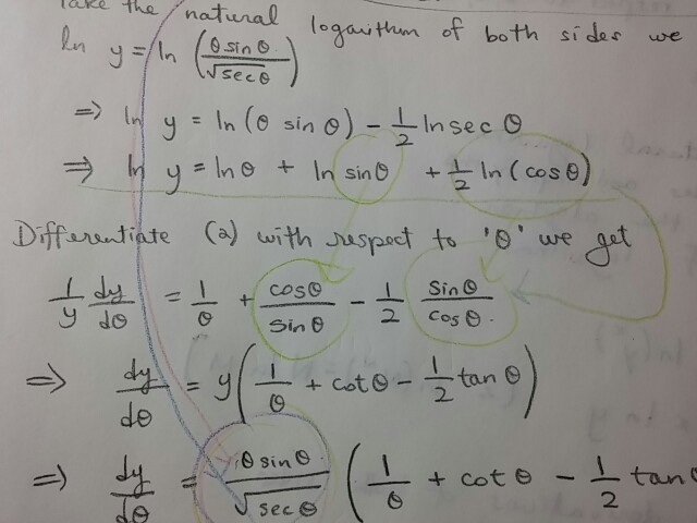 Solved im not sure how ln sin x and ln cos x change into | Chegg.com