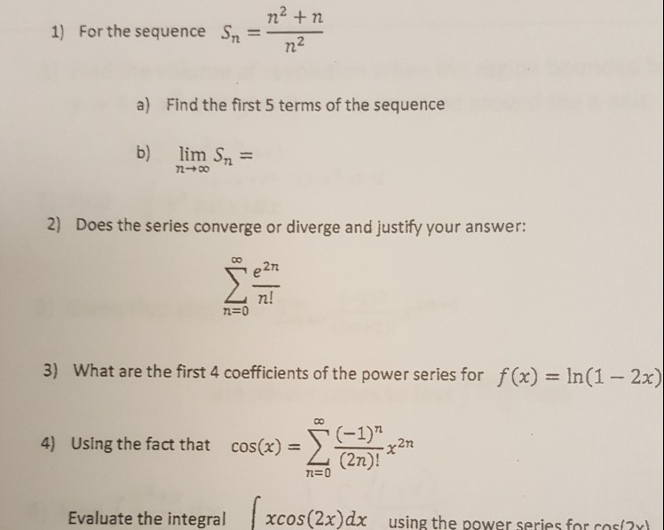 Solved n2 + n 1) For the sequence Sn 2 72 a) Find the first | Chegg.com