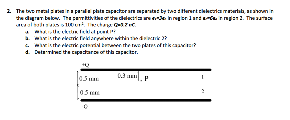 Solved The two metal plates in a parallel plate capacitor | Chegg.com