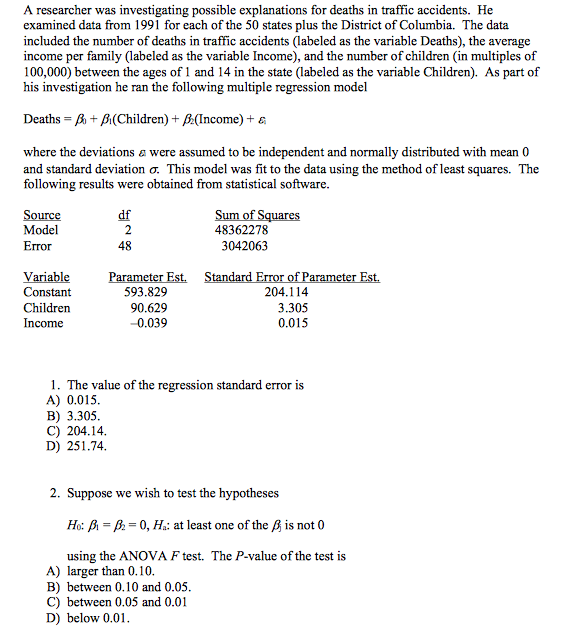 Solved A researcher was investigating possible explanations | Chegg.com