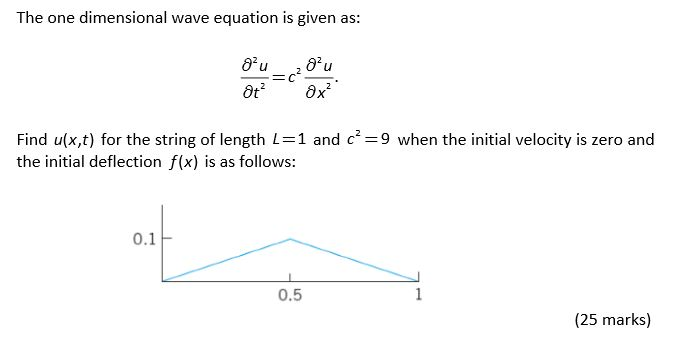 Solved The one dimensional wave equation is given as: | Chegg.com