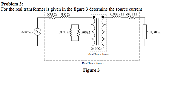 Solved Problem 3: For the real transformer is given in the | Chegg.com