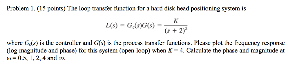 Solved The loop transfer function for a hard disk head | Chegg.com