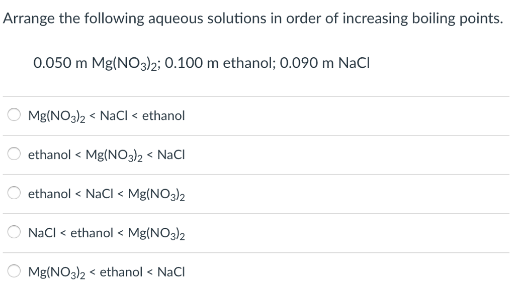 Solved Arrange the following aqueous solutions in order of | Chegg.com
