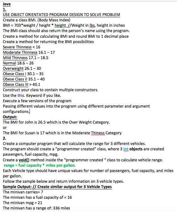 Solved Create a class BMI. (Body Mass Index) BMI = | Chegg.com