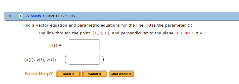Solved Find a vector equation and parametric equations for | Chegg.com