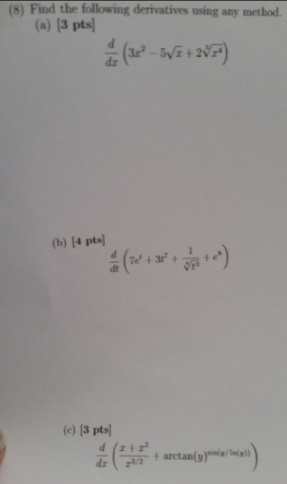 Solved Find the following derivatives using any method. d / | Chegg.com