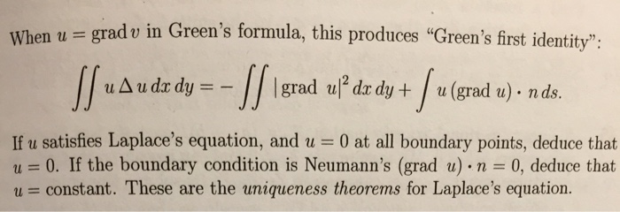 Solved When u = grad v in Green's formula, this produces | Chegg.com