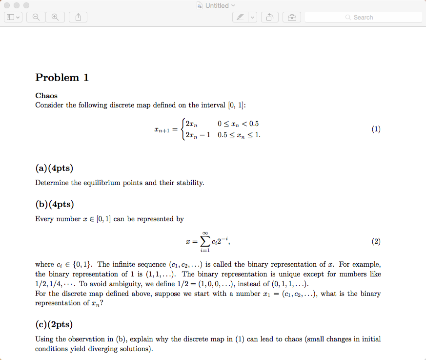 Chaos Consider the following discrete map defined on | Chegg.com