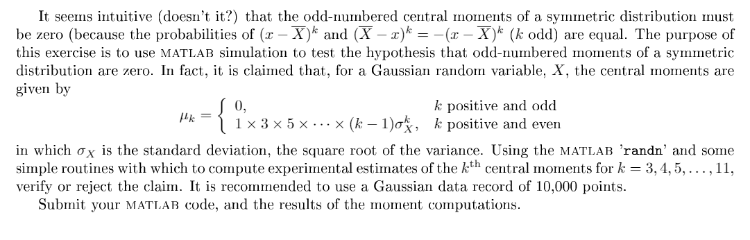 Solved Problem 5 [Moments of a symmetrical distribution | Chegg.com